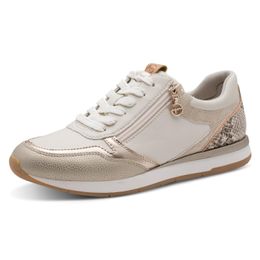 Plateausneaker Tamaris, Damen, Gr. 37, ivory kombiniert, Lederimitat, Textil, kontrastfarbene Details, Schuhe Plateausneaker, Schn&uuml;rschuh, Freizeitschuh, Halbschuh in veganer Verarbeitung