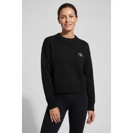 Strickpullover Calvin Klein Jeans, Damen, Gr. XXL (46), schwarz, Strick, Obermaterial: 100% Baumwolle, unifarben, regular fit normal, Rundhals, Rippb&uuml;ndchen, Pullover Strickpullover, breite Rippb&uuml;ndchen, Feinstrickqualit&auml;t, Regular Fit