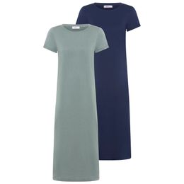 Shirtkleid Flashlights, Damen, Gr. 36/38, N-Gr, blau, gr&uuml;n, Single Jersey, Obermaterial: 50% Baumwolle, 50% Modal, unifarben, bequem wadenlang, Rundhals, Kleider Shirtkleid, aus Single Jersey, bequeme Passform, mit Seitenschlitzen, wadenlang