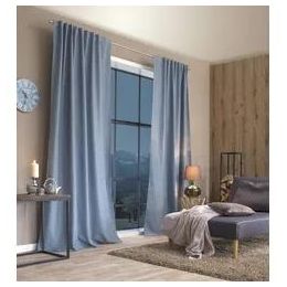 Vorhang HOME BASICS "ESKIMO" Gr. 4, blau, B:135cm H:245cm, Polyester, Gardinen, Thermostoff Uni ESKIMO