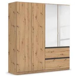Dreht&uuml;renschrank Rauch "Kleiderschrank Schrank Garderobe COSTA in den Breiten 91/136/181 cm", braun (eiche artisan, eingriffe graumetallic), B:181cm H:197cm T:54cm, Holzwerkstoff, Schr&auml;nke, Dreht&uuml;renschrank, mit Spiegel, grifflose Front und Push-to-Open Funktion MADE IN GERMANY
