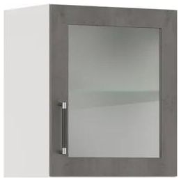 Glash&auml;ngeschrank IMPULS K&Uuml;CHEN "Prag", Breite/H&ouml;he: 50 oder 60/57,9 cm", grau (beton, optik schiefer dunkelgrau), B:50cm H:57,9cm T:34,2cm, Dekorfolie, Glas, Holzwerkstoff, Schr&auml;nke, Glash&auml;ngeschrank, vormontiert, mit Glasdreht&uuml;r, mit verstellbarem Glasfachboden