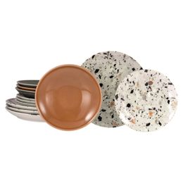 Teller-Set Creatable "Terrazzo Mix, Teller Set 12-tlg.", bunt, 12, Steinzeug, Geschirr-Sets, Teller-Set, Unregelm&auml;&szlig;ige Steine, Steinoptik