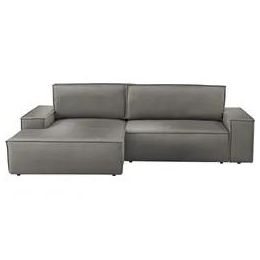 Ecksofa Home Affaire "SHERWOOD L-Form, 267 cm - OTTO. Verl&auml;ssliche Qualit&auml;t.", grau, B:267cm H:85cm T:167cm, 100% Polyester, Sofas, Ecksofa, Schlaffunktion mit Bettkasten (210x136 cm), Cord, Vintage, Samtvelours