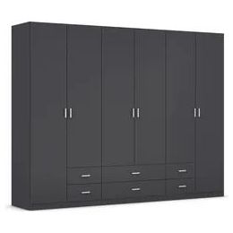 Dreht&uuml;renschrank Rauch "Kleiderschrank Garderobe GAMMA Breiten 91/136/181/226/271/315/360 cm", grau (graumetallic, griffe alu), B:271cm H:210cm T:54cm, Holzwerkstoff, Schr&auml;nke, Dreht&uuml;renschrank, mit Schubladen, verschiedene Griff-Varianten TOPSELLER MADE IN GERMANY