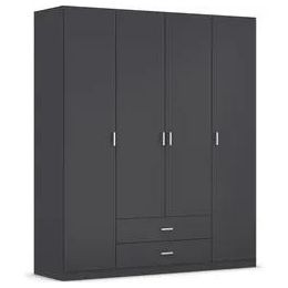 Dreht&uuml;renschrank Rauch "Kleiderschrank Garderobe GAMMA Breiten 91/136/181/226/271/315/360 cm", grau (graumetallic, griffe alu), B:181cm H:210cm T:54cm, Holzwerkstoff, Schr&auml;nke, Dreht&uuml;renschrank, mit Schubladen, verschiedene Griff-Varianten TOPSELLER MADE IN GERMANY