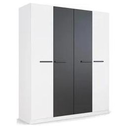 Dreht&uuml;renschrank Rauch "Kleiderschrank Schrank Garderobe Garderobenschrank Stauraumwunder MODI", wei&szlig; (wei&szlig;, graumetallic), B:181cm H:210cm T:54cm, Holzwerkstoff, Schr&auml;nke, Dreht&uuml;renschrank, optional mit Spiegel MADE IN GERMANY