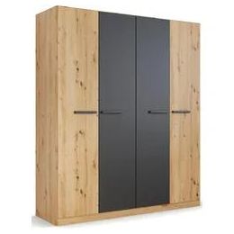 Dreht&uuml;renschrank Rauch "Kleiderschrank Schrank Garderobe Garderobenschrank Stauraumwunder MODI", grau (eiche artisan, graumetallic), B:181cm H:210cm T:54cm, Holzwerkstoff, Schr&auml;nke, Dreht&uuml;renschrank, optional mit Spiegel MADE IN GERMANY