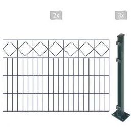 Doppelstabmattenzaun Arvotec "EASY 80 zum Aufschrauben "Karo" mit Zierleiste", grau (anthrazit), H:80cm, Kunststoff, Stahl, Zaunelemente, Zaunh&ouml;he 80 cm, Zaunl&auml;nge 2 - 60 m