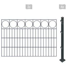 Doppelstabmattenzaun Arvotec "ESSENTIAL 80 zum Aufschrauben "Ring" mit Zierleiste", grau (anthrazit), H:80cm, Kunststoff, Stahl, Zaunelemente, Zaunh&ouml;he 80 cm, Zaunl&auml;nge 2 - 60 m