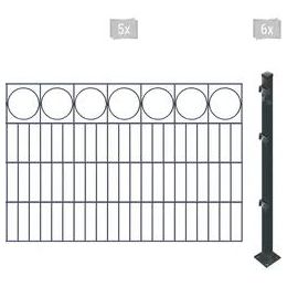 Doppelstabmattenzaun Arvotec "ESSENTIAL 80 zum Aufschrauben "Ring" mit Zierleiste", grau (anthrazit), H:80cm, Kunststoff, Stahl, Zaunelemente, Zaunh&ouml;he 80 cm, Zaunl&auml;nge 2 - 60 m