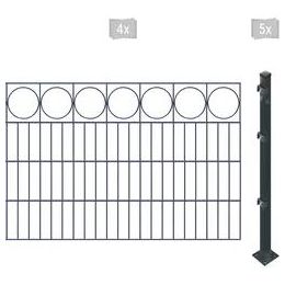 Doppelstabmattenzaun Arvotec "ESSENTIAL 80 zum Aufschrauben "Ring" mit Zierleiste", grau (anthrazit), H:80cm, Kunststoff, Stahl, Zaunelemente, Zaunh&ouml;he 80 cm, Zaunl&auml;nge 2 - 60 m