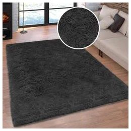 Hochflor-Teppich OTTO HOME "Silky, besonders weich und kuschelig, sehr dichte Qualit&auml;t" Gr. 4, schwarz, B:140cm H:33mm L:200cm, Kunstfaser, Teppiche, rutschhemmend beschichtet, waschbar, uni, Wohnzimmer, Schlafzimmer