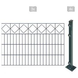Doppelstabmattenzaun Arvotec "EASY 80 zum Aufschrauben "Karo" mit Zierleiste", grau (anthrazit), H:80cm, Kunststoff, Stahl, Zaunelemente, Zaunh&ouml;he 80 cm, Zaunl&auml;nge 2 - 60 m