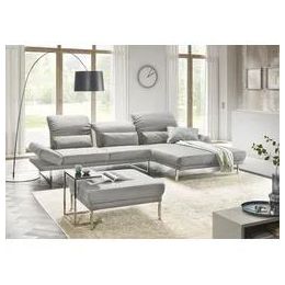 Ecksofa 3C Candy "Mallow Designsofa mit Komfortfunktionen, modern und bequem, L-Form", silber, B:318cm H:83cm T:220cm, 100% Polyester, Sofas, Ecksofa, Verstellbare Armlehne und Kopfteil, manuelle Sitztiefenverstellung