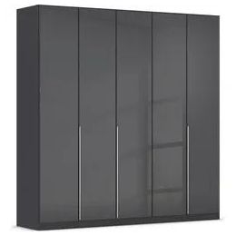 Dreht&uuml;renschrank OTTO HOME "Kleiderschrank Kleiderschr&auml;nke Schrank Garderobe AGORDO mit Glasfront", grau (graumetallic, glas basalt), B:226cm H:229cm T:54cm, Holzwerkstoff, Schr&auml;nke, Dreht&uuml;renschrank, durchdachte Innenausstattung, in 8 Breiten und 2 H&ouml;hen MADE IN GERMANY