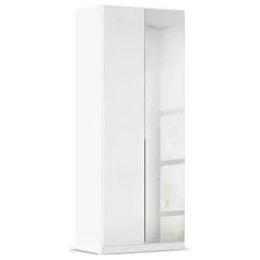 Dreht&uuml;renschrank OTTO HOME "Kleiderschrank Kleiderschr&auml;nke Schrank Garderobe AGORDO mit Glasfront", wei&szlig; (alpinwei&szlig;, glas kristallwei&szlig;), B:91cm H:229cm T:54cm, Holzwerkstoff, Schr&auml;nke, Dreht&uuml;renschrank, durchdachte Innenausstattung, in 8 Breiten und 2 H&ouml;hen MADE IN GERMANY