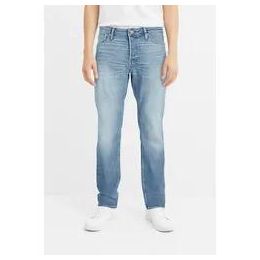 Jack & Jones Tapered-fit-Jeans JACK & JONES "JJIMIKE JJORIGINAL CJ SN", Herren, Gr. 28, L&auml;nge 32, blau, Denim/Jeans, Obermaterial: 99% Baumwolle, 1% Elasthan, Abriebeffekte, bequem lang, Jeans, mit Five-Pocket-Design