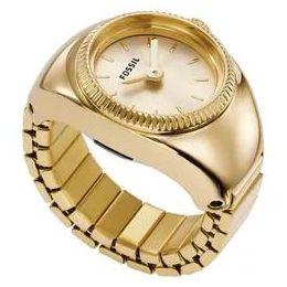 Uhrenring Fossil "WATCH RING", gold (goldfarben), Armbanduhren, Damen, Quarzuhr, Damenuhr, analog, Edelstahl, Flexband, Zugband