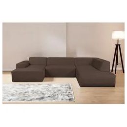 Wohnlandschaft WERK2 "Zeus-U, 330 cm breit, viel Platz, modern und zeitlos", braun (espresso), B:330cm H:70cm T:263cm, 100% PES, Sofas, Wohnlandschaft, Curvy Trend mit urbaner Optik auch in weichem Cord, U-Form