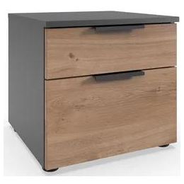 Nachtkommode wimex "level36 A by fresh to go", schwarz (front plankeneiche nachbildung, korpus graphit), B:41cm H:39cm T:41cm, Holzwerkstoff, Sideboards, 2 Schubladen mit soft-close Funktion
