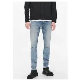 Only & Sons Slim-fit-Jeans ONLY & SONS "LOOM LIFE", Herren, Gr. 30, L&auml;nge 32, blau (blau, denim), Denim/Jeans, Obermaterial: 98% Baumwolle, 2% Elasthan, slim fit lang, Jeans Slim-fit-Jeans, mit niedriger Taille, sehr elastischer Denim