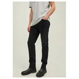 Jack & Jones Tapered-fit-Jeans JACK & JONES "JJIMIKE JJORIGINAL JOS 111 NOOS", Herren, Gr. 30, L&auml;nge 32, schwarz (schwarz denim), Denim/Jeans, Obermaterial: 99% Baumwolle, 1% Elasthan, clean, bequem lang, Jeans 5-Pocket-Jeans