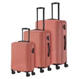 Trolleyset Travelite "BALI 3-teilig Hartschale", orange (koralle), ABS, unifarben, Koffer-Sets, TSA-Schloss &ndash; robustes Reisegep&auml;ck