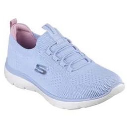Slip-On Sneaker Skechers "SUMMITS", Damen, Gr. 42, blau (hellblau), Textil, Schuhe, Freizeitschuh, Halbschuh, Slipper mit flexibler Traktionslaufsohle, Topseller