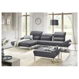 Ecksofa 3C Candy "Mallow Designsofa mit Komfortfunktionen, modern und bequem, L-Form", grau (anthrazit), B:318cm H:83cm T:220cm, 100% Polyester, Sofas, Ecksofa, Verstellbare Armlehne und Kopfteil, manuelle Sitztiefenverstellung