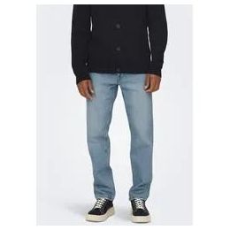 Only & Sons Regular-fit-Jeans ONLY & SONS "ONSEDGE STRAIGHT BROMO 0017 DOT DNM NOOS", Herren, Gr. 36, L&auml;nge 34, blau (light blau denim), Denim/Jeans, Obermaterial: 100% Baumwolle, Abriebeffekte, regular fit, Jeans