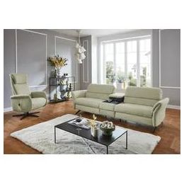 3-Sitzer Home Affaire "Bellaria, inklusive 2x Relaxfunktion motorisch mit Herz-Waage-Beschlag", gr&uuml;n (helloliv), B:239cm H:84cm T:92cm, 76% Polyacryl, 24% Polyester, Sofas, Zwischenelement mit Tisch, Steckdose & USB-Ladestation
