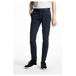 Chinohose LINDBERGH, Damen, Gr. 38, L&auml;nge 32, blau (navy), Stoff, Obermaterial: 98% Baumwolle, 2% Elasthan, slim fit normal, Hosen Chinohose, mit G&uuml;rtel und Stretch