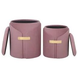 Polstergarnitur Kayoom "Hocker Forcet 125 2er-Set, Edler Kunstsamtbezug", rosa (altrosa), B:30,5cm H:38,5cm T:37cm, Korpus: MDF / Bezug: 100% Polyester (Samt) / Fassung: Edelstahl, Sitzm&ouml;bel-Sets, Hocker Hocker mit Stauraum Polsterhocker, modern, mit Stauraum, dekorativ, Viele dekorative Farbkombinationen