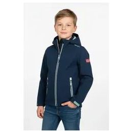 Softshelljacke Trollkids "KIDS TROLLFJORD JACKET", Kinder, Gr. 164, blau (navy, aqua), Obermaterial: 94% Polyester, 6% Elasthan, normal, Jacken Softshelljacke