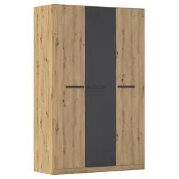 Dreht&uuml;renschrank Rauch "Kleiderschrank Schrank Garderobe Garderobenschrank Stauraumwunder MODI", grau (eiche artisan, graumetallic), B:136cm H:210cm T:54cm, Holzwerkstoff, Schr&auml;nke, Dreht&uuml;renschrank, optional mit Spiegel MADE IN GERMANY