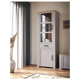 Highboard FORTE "Bohol, Vitrine, 1 Glast&uuml;re,1 SK, 1 T&uuml;re", grau (eichefarben, grau), B:71,7cm H:205,4cm T:42cm, Sideboards, Highboard, Breite 71 cm