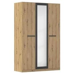 Dreht&uuml;renschrank Rauch "Kleiderschrank Schrank Garderobe Garderobenschrank Stauraumwunder MODI", grau (eiche artisan, graumetallic), B:136cm H:210cm T:54cm, Holzwerkstoff, Schr&auml;nke, Dreht&uuml;renschrank, optional mit Spiegel MADE IN GERMANY