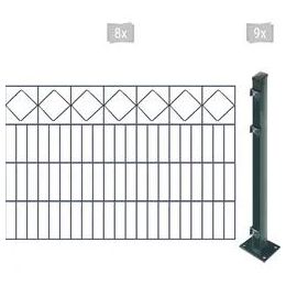 Doppelstabmattenzaun Arvotec "EASY 80 zum Aufschrauben "Karo" mit Zierleiste", grau (anthrazit), H:80cm, Kunststoff, Stahl, Zaunelemente, Zaunh&ouml;he 80 cm, Zaunl&auml;nge 2 - 60 m
