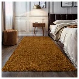 Hochflor-Teppich OTTO HOME "Banji", gold (goldgelb), B:120cm H:37mm L:180cm, Polypropylen (PP), Teppiche, Uni Farben, weich und flauschig, auch als L&auml;ufer & in rund erh&auml;ltlich