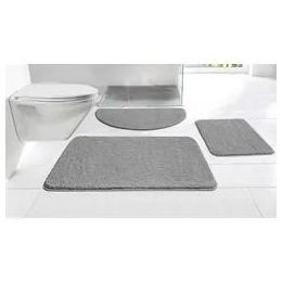 Badematte OTTO HOME "Regona, Badteppich, Badvorleger, Badezimmer Teppich" Gr. 5, grau, H:15mm, Polyester, Badematten, Badematte, Uni Farben, besonders weich, als rechteckig und halbrund erh&auml;ltlich