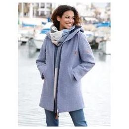 Langjacke Casual Looks, Damen, Gr. 40, blau (taubenblau), 100% Polyester, unifarben, Jacken Langjacke