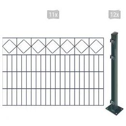 Doppelstabmattenzaun Arvotec "EASY 80 zum Aufschrauben "Karo" mit Zierleiste", grau (anthrazit), H:80cm, Kunststoff, Stahl, Zaunelemente, Zaunh&ouml;he 80 cm, Zaunl&auml;nge 2 - 60 m