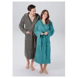 Unisex-Bademantel OTTO HOME "Regona, Hotelbademantel, Morgenmantel, Standardl&auml;nge & &Uuml;berl&auml;nge" Gr. XL, blau (petrol), L:125cm, Veloursfrottier, Hausm&auml;ntel, Damen & Herren, mit Taschen, flauschig, weich, Velours, Sauna & Spa