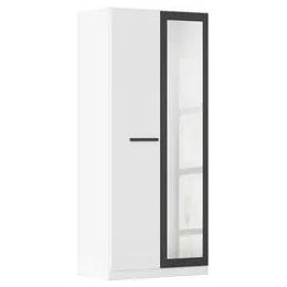 Dreht&uuml;renschrank Rauch "Kleiderschrank Schrank Garderobe Garderobenschrank Stauraumwunder MODI", wei&szlig; (wei&szlig;, graumetallic), B:91cm H:210cm T:54cm, Holzwerkstoff, Schr&auml;nke, Dreht&uuml;renschrank, optional mit Spiegel MADE IN GERMANY