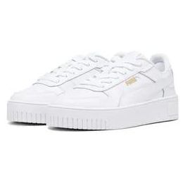 Sneaker Puma "CARINA STREET JR", M&auml;dchen, Gr. 37,5, wei&szlig; (Puma wei&szlig;, Puma wei&szlig;, Puma gold), Leder, Synthetik, Schuhe Sneaker, mit sportlicher Silhouette, mit Plateausohle, mit Schn&uuml;rung