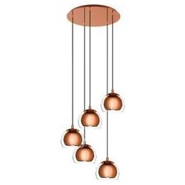 Eglo H&auml;ngeleuchte "ROCAMAR 1", gold (kupfer klar), 5, &Oslash; 58,5cm H: 150cm, 1 Stk., Leuchten, H&auml;ngelampe aus Stahl und Glas in Kupfer, Klar, Esstischlampe, E27, H&auml;ngeleuchte