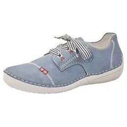 Schn&uuml;rschuh Rieker, Damen, Gr. 41, blau (jeansblau), Velourslederimitat, Schuhe Schn&uuml;rschuh, Halbschuh, Freizeitschuh, Schn&uuml;rer mit toller Ziernaht