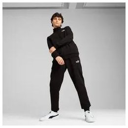Trainingsanzug Puma "ESS SWEAT SUIT TR", Herren, Gr. S, schwarz (Puma schwarz), Sweatware, Obermaterial: 68% Baumwolle, 32% Polyester, unifarben, regular fit, Sportanz&uuml;ge Trainingsanzug, zweiteiliges Set, mit hohem Kragen, mit gerippten B&uuml;ndchen