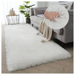 Hochflor-L&auml;ufer OTTO HOME "Micro exclusiv Teppich, sehr hoher Flor, weich durch Mikrofaser" Gr. 12, wei&szlig; (altwei&szlig;), B:80cm H:78mm L:250cm, Kunstfaser, Teppiche, weich, Microfaser, unifarben, Schlafzimmer, Wohnzimmer, Esszimmer